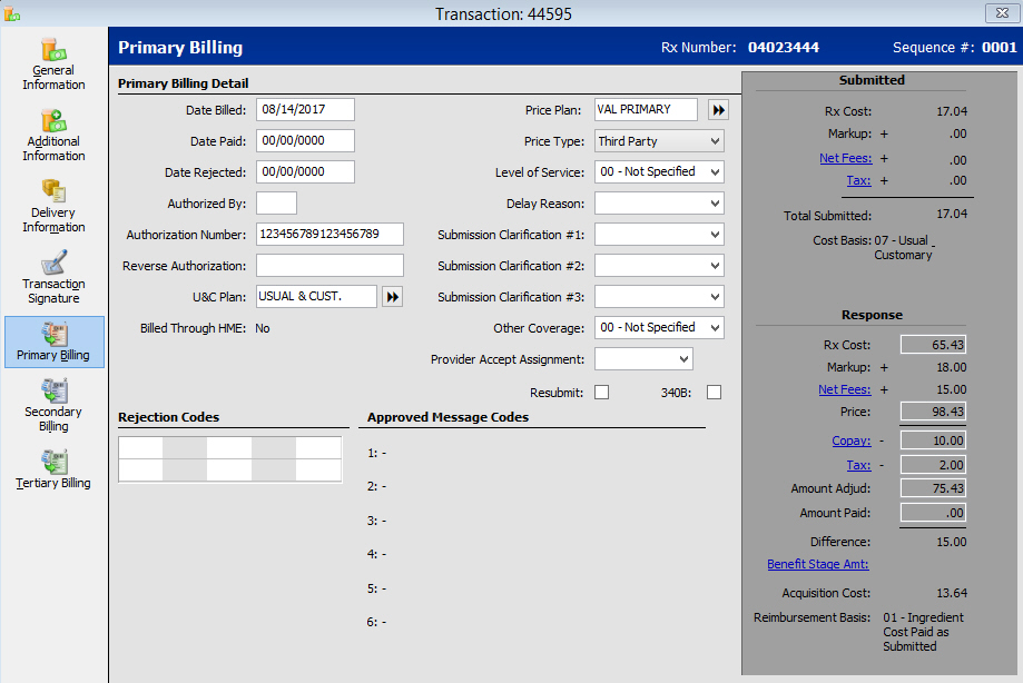 Transaction Record Reconciliation Information